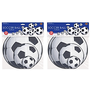 Beistle Soccer Ball Cutouts, 4", 8", 12", White and Black