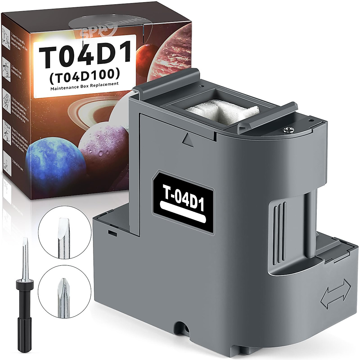 Spaceink T04D1 Ink Maintenance Box for ET-15000 ET-3750 ET-3760 ET-4750 ET-4760 ET-3850 ET-4850 WF-2860 XP-5100 ET-3710 ET-5150 ET-3830 ET-M1000 ST-3000 ET-M2170 Printers. TO4D1/TO4D100/EWMB2/04D1