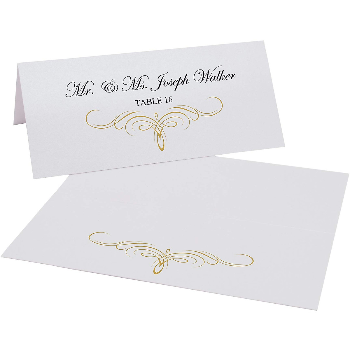 Decadent Flourish Printable Place Cards, Gold (Choose Color), Set of 60 (10 Sheets), Laser & Inkjet Printers - Wedding, Party, Dinner, and Special Events - Made in the USA