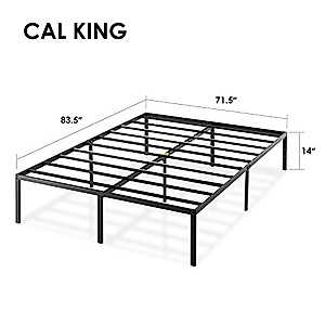 Best Price -Mattress 14 Inch Metal Platform Bed, Heavy Duty Steel Slats, No Box Spring Needed, Easy Assembly, Black, California King