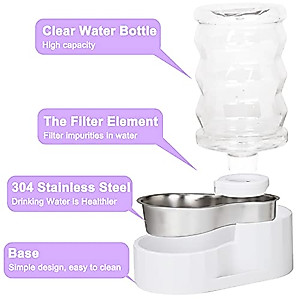 RIZZARI Automatic Pet Waterer,Gravity Stainless Steel Water Dispenser, 100% BPA-Free, Large Capacity Water Feeder for Cats and Small and Medium-Sized Dogs(6L)