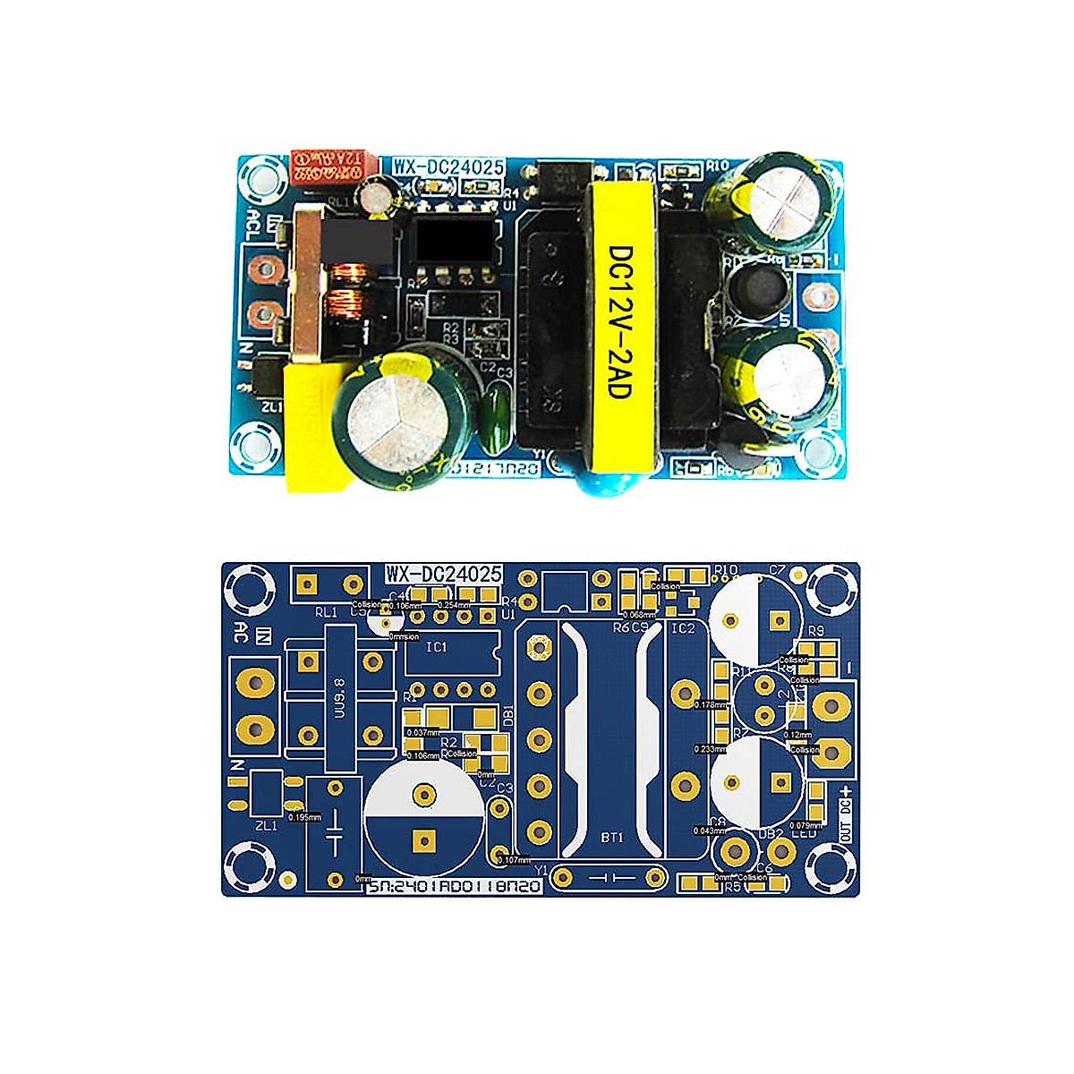 Above AC-DC Converter Module, 24W Power Module 100-265V to 12V 2A Buck Module Switching Power Supply Board 2-Pack