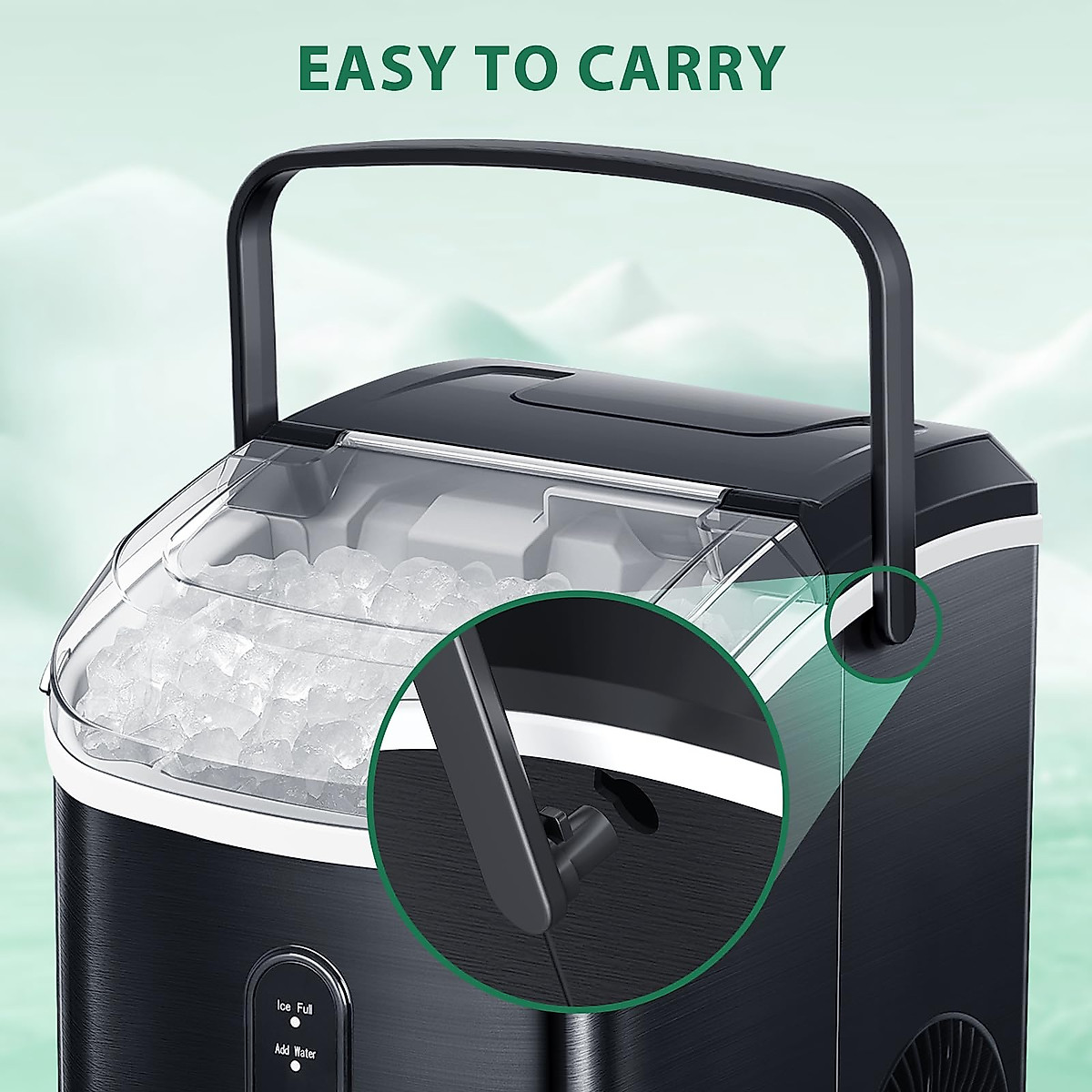 Xbeauty Nugget Ice Maker Countertop Up to 35lbs of Ice a Day with Self-Cleaning,Stainless Steel,Removable Ice Basket&Scoop