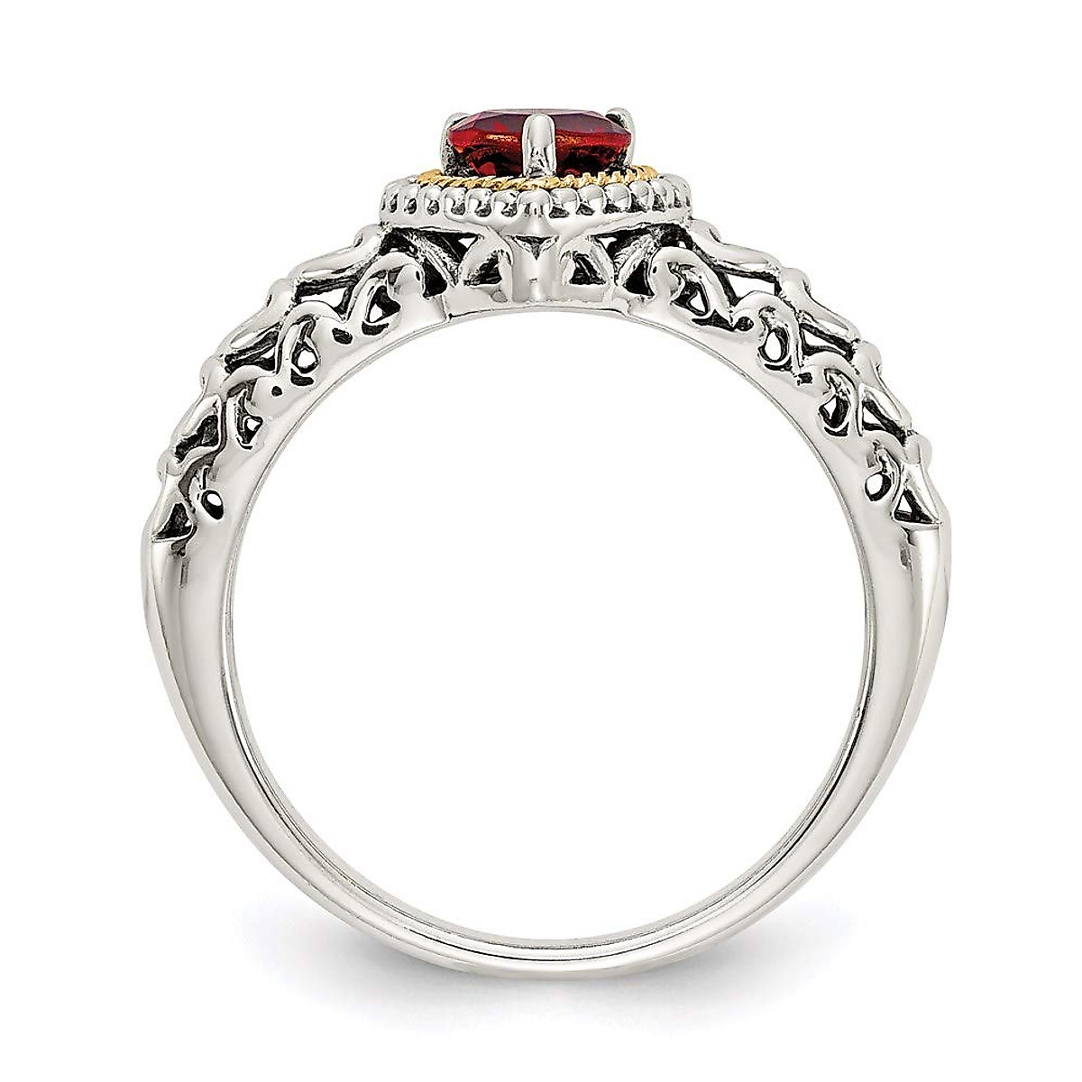 925 Sterling Silver and 14k Yellow Gold Garnet Ring Fine Jewelry For Women Gifts For Her, Size 7