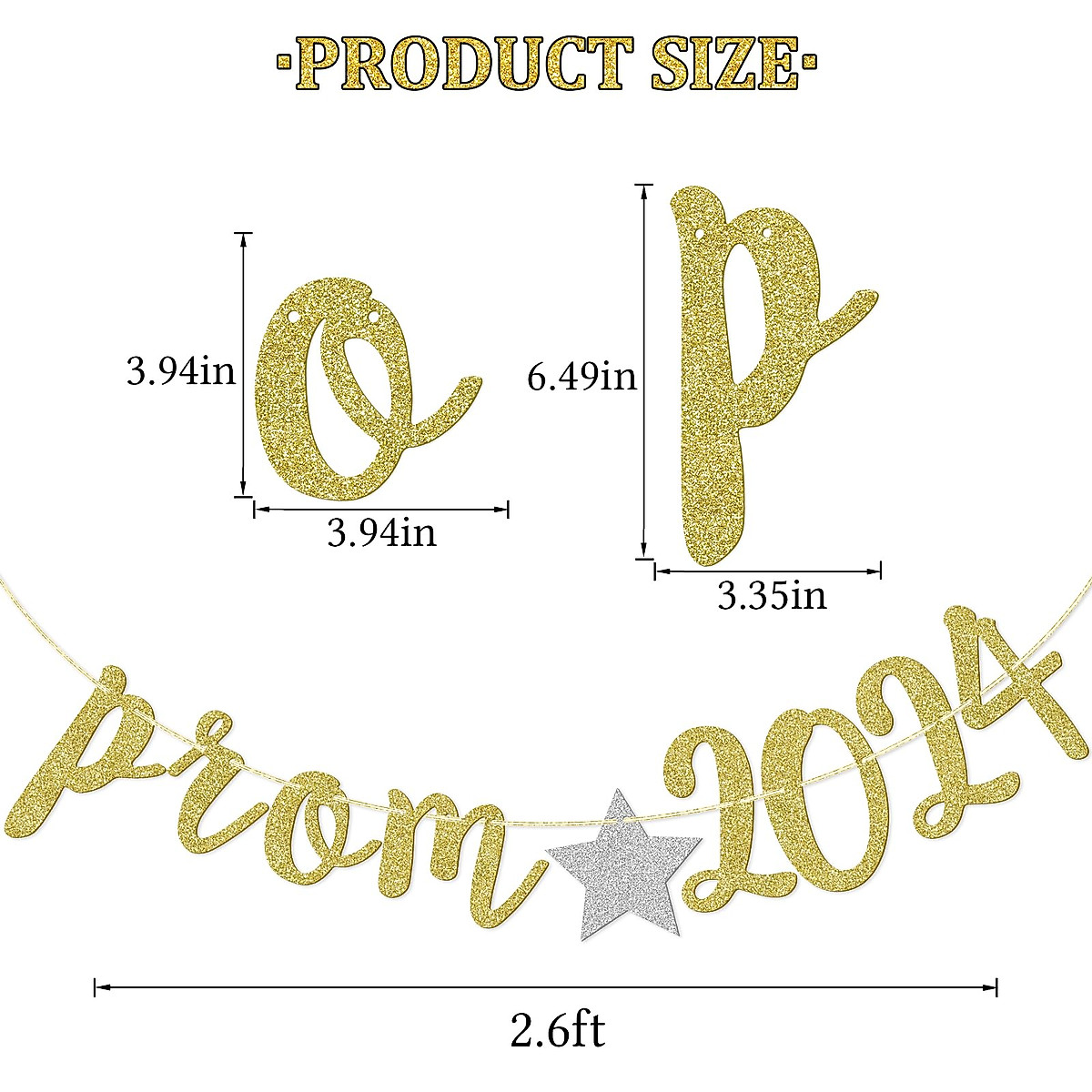 Prom 2024 Banner, Graduation Banner, Prom Party Decorations, Gold Glitter