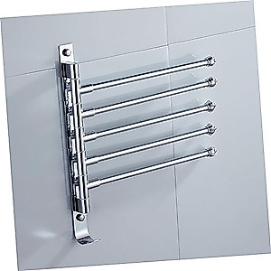 HOLIDYOYO 5 Aluminum Towel Rack Bathroom Clothes Rail Silver Simple Tower Rack Swivel Towel Rack