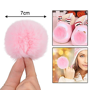 Bluecell 10pcs 2.75inch Artificial Rabbit Fur Pom Pom Ball for Handbag Pendant Key Ring Hats Decoration (Pink)