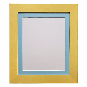 FRAMES BY POST METROGOLDWITHBLUMT5040CM1612 Frame, 50 x 40 cm Image Size 16 x 12 Inch Plastic Glass, Gold Blue Mount