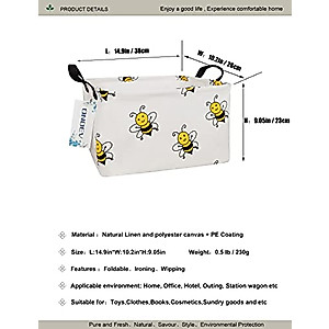 ONOEV Rectangular Folding Laundry Basket, waterproof Canvas Basket,gift basket,Suitable for children's room,Office,Clothes,Toys Storage（Bee）
