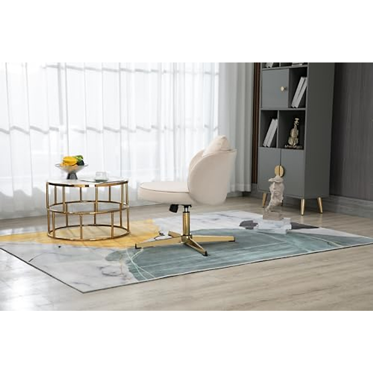 Wycian Kitchen Counter Height Chairs, Dining Chair Seat Polyester Foam Beige Adjustable Swivel Seat Height 15.75-52.5" for Living Room Bedroom 1PC