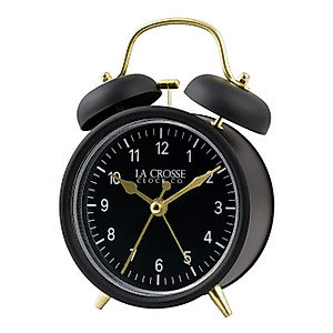 La Crosse 617-3314BG Black Twin Bell Quartz Alarm Clock