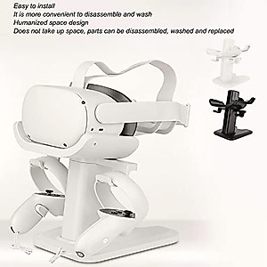 VR Stand, Multifunction VR Headset Stand for Quest 2, VR Headset and Touch Controllers Display Holder, with Anti Slip Base (Black)
