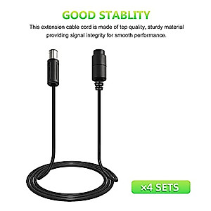 Xahpower 4Pack 6Ft NGC Controller Extension Cable Cord for Nintendo Wii/Gamecube Controller