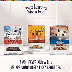 Two Leaves and a Bud Alpine Berry Herbal Tea Bags, Naturally Caffeine Free, Whole Leaf Herbal Tea with Hibiscus in Compostable Sachets, Hot or Iced, 15 Count (Pack of 1)