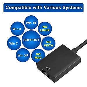 USB to HDMI Adapter Cable Compatible with Windows 10/8/7/XP,USB 3.0/2.0 to HDMI HD 1080P Multi-Display Audio Video Graphics Converter Cord for Computer,Laptop,PC,Desktop,HDTV,Monitor,Projector