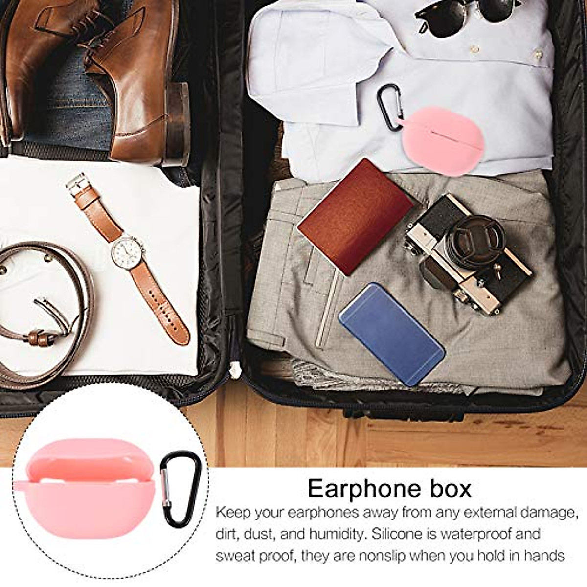 Gatuida ser of 2 Silicone Earbuds Case small earphone case Earphone Case cover for earphone Clear Earphone