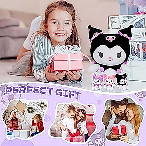 Teluhui 13 Inch Anime Plush, Kawaii Mommy with 3 Baby Lovely Cartoon Doll Soft Japanese Anime Stuffed Animals Plush Cute Pillow Halloween for Boys and Girls