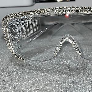 Silver Bling Eye Goggles with Swirl Gems - Handmade Fashion Accessory