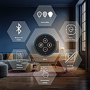 SYLVANIA Bluetooth Mesh LED Smart Light Bulb, One Touch Set Up, A19 60W Equivalent, E26, Soft White, Works with Alexa Only - 2 PK (75761)