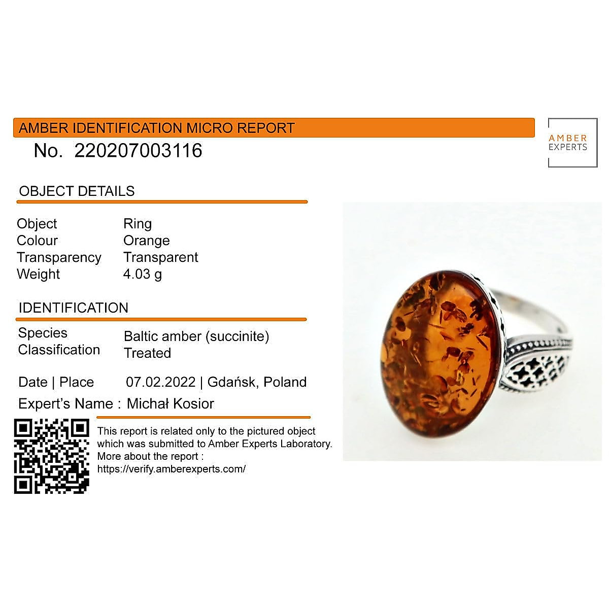 HolidayGiftShops Sterling Silver and Baltic Honey Amber Ring Alaina