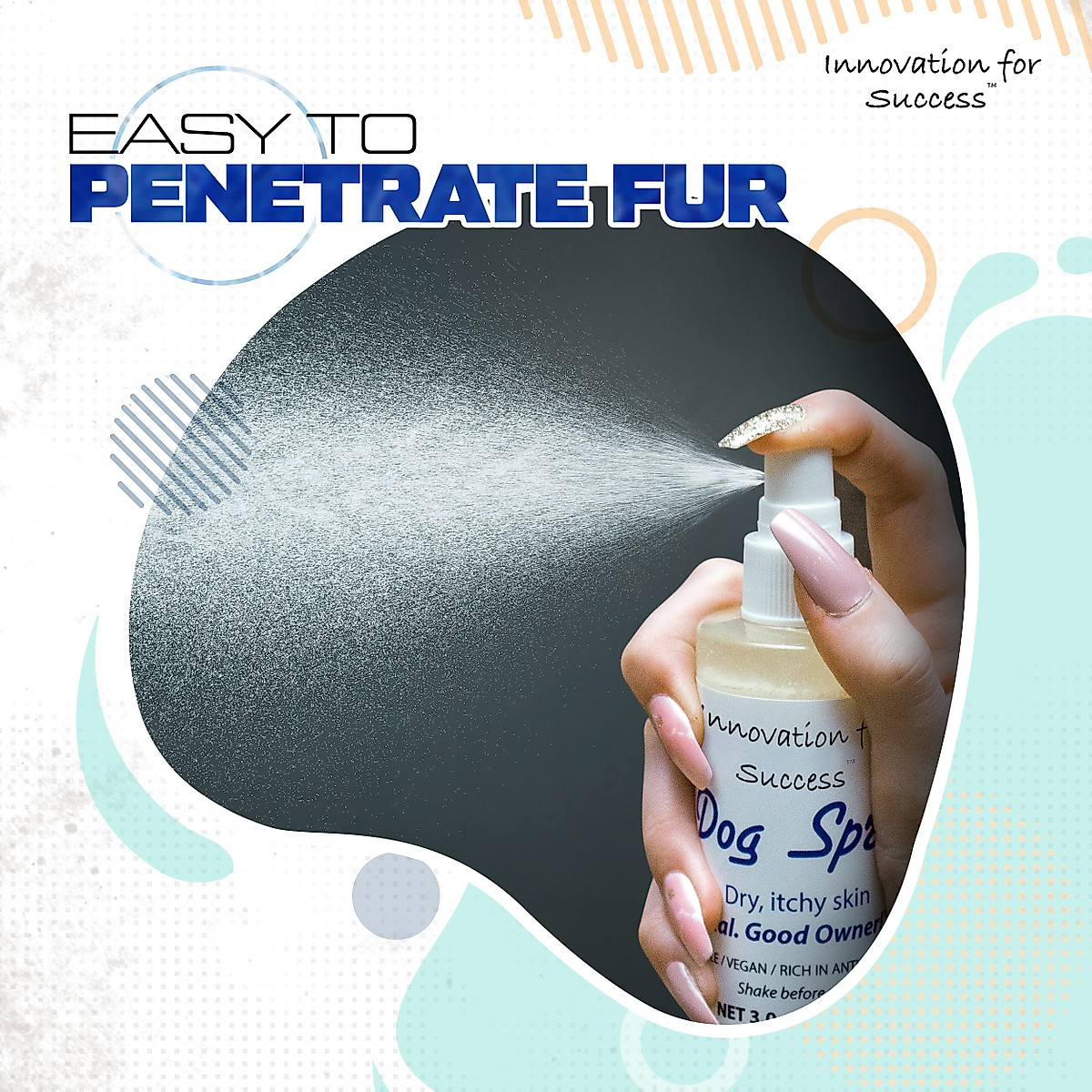 Innovation for Success Dog Spritz Dog Itch Relief Spray, Simple and Vegan Itchy Skin Relief for Dog, Squalene Oil Layer, Dog Anti Itch Spray with Antioxidants, New Improved Aroma