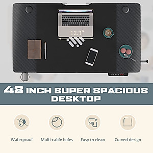 Furmax Electric Height Adjustable Standing Desk Large 40 inch Sit Stand up Desk Home Office Computer Desk Memory Preset with T-Shaped Metal Bracket,Carbon Black