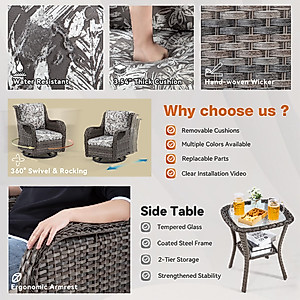 Joyside Outdoor Swivel Rocker Wicker Chair Set of 2, High Back Swivel Patio Chairs Wicker Furniture, 2PCS Rattan Swivel Rocking Chairs with OIefin Cushions(Smoky Leaf)