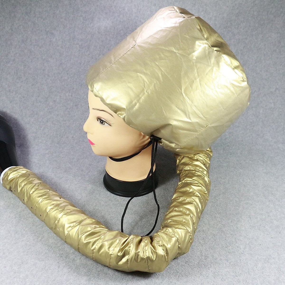 Qtqgoitem Gold Tone Portable Hair Quick Drying Cap Salon Bonnet Blow Dryer Connect Hat (model: 253 490 cb8 b1c 1d8)