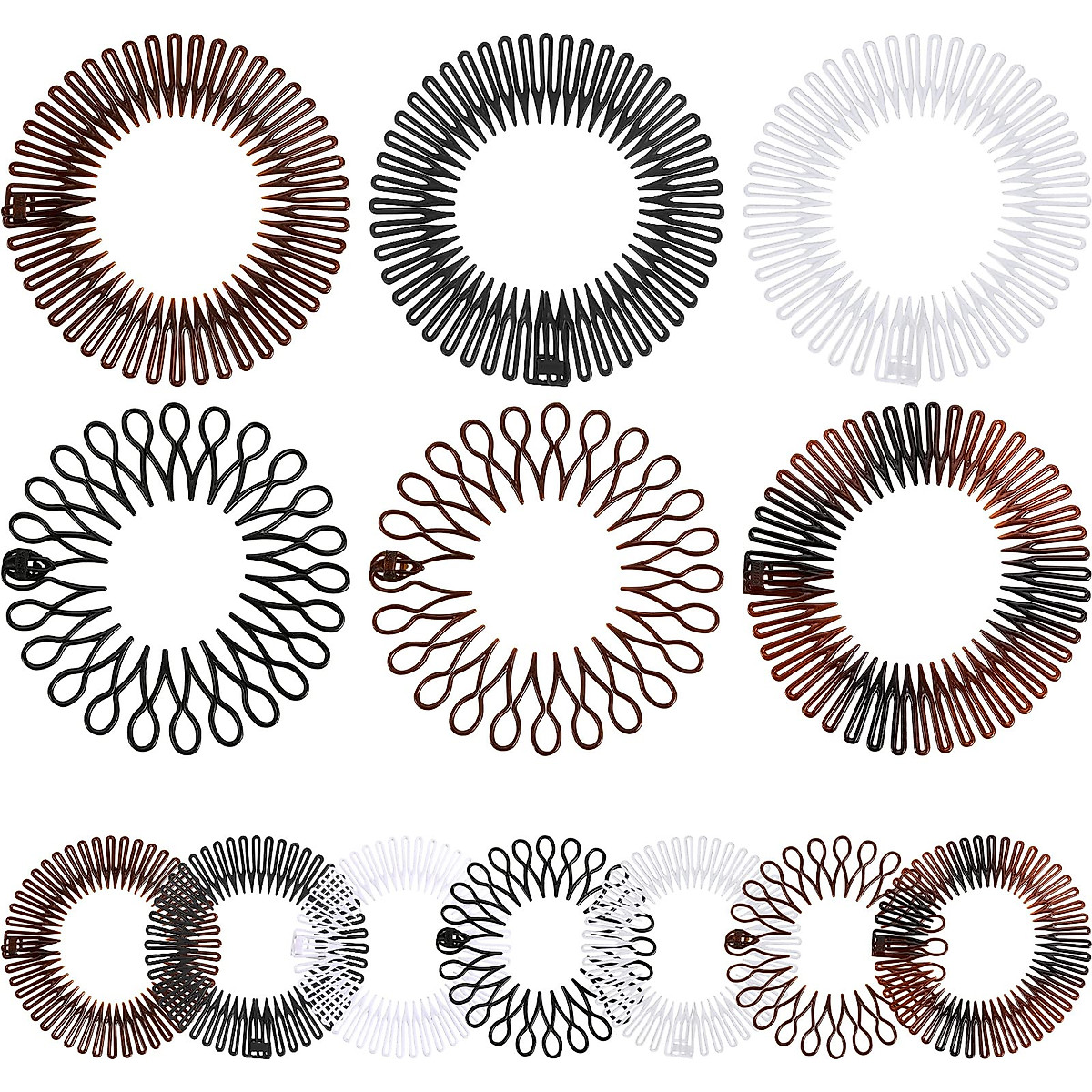 WILLBOND 14 Pcs Full Circular Stretch Comb Headbands Flexible Plastic Circle Hair Comb Circular Tooth Headband Plastic Hair Hairband Holder for Women Girls Hair Accessories, 7 Styles(Lovely Color)