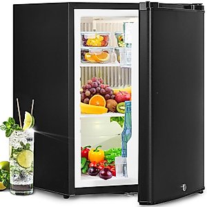 SMETA Compact Refrigerator Lockable for Semi Truck RV Apartment Dorm Office, 1.7 Cu. Ft Mini Fridge with Lock for Beverage, Quiet, Reversible Door
