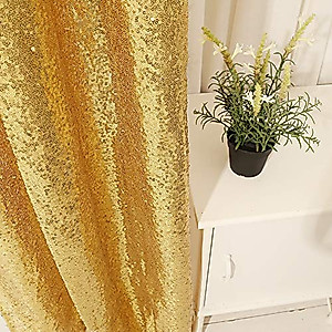 TRLYC Photography Backdrop Sequin Curtain for Wedding 2 Pieces 2 by 8 FT-Gold