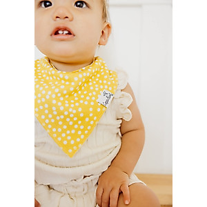 Copper Pearl Baby Bandana Bibs - 4 Pack Soft Cotton Baby Bibs for Drooling and Teething, Absorbent Drool Bibs for Baby Girl and Boy, Adjustable to Fit Newborns to Toddlers, Tons of Styles (Lemon)