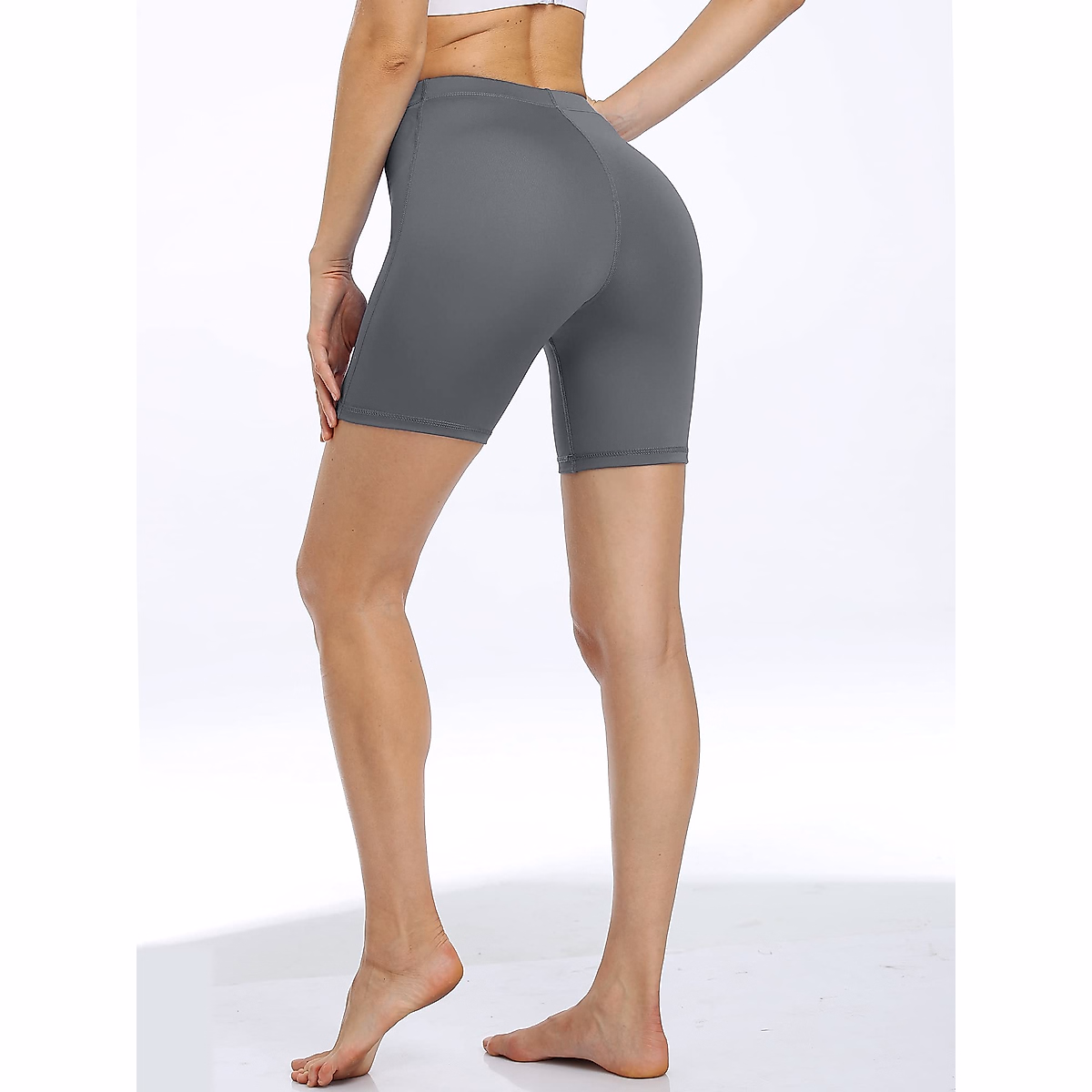 CADMUS Women's 8" High Waisted Biker Yoga Athletic Compression Shorts,3 Pack,1014,Black,Grey,Navy Blue,Small