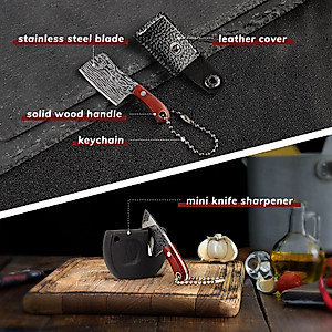 Liberal Brightdeer Mini Knife Set, Mini Pocket Knife Set, Tiny Knife Chef Keychain with Sheath for Package Opener Box Cutter Letter Opener-4pcs