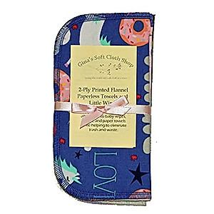 2 Ply Printed Flannel 8x8 Inches Set of 5 Little Wipes Unicorn Fantasy