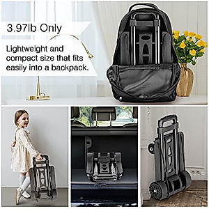 Folding Hand Truck Dolly,110 lbs Dolly Cart with Wheels Compact Collapsible Trolley Luggage Cart for Moving/Shopping/Travel/ Office Use