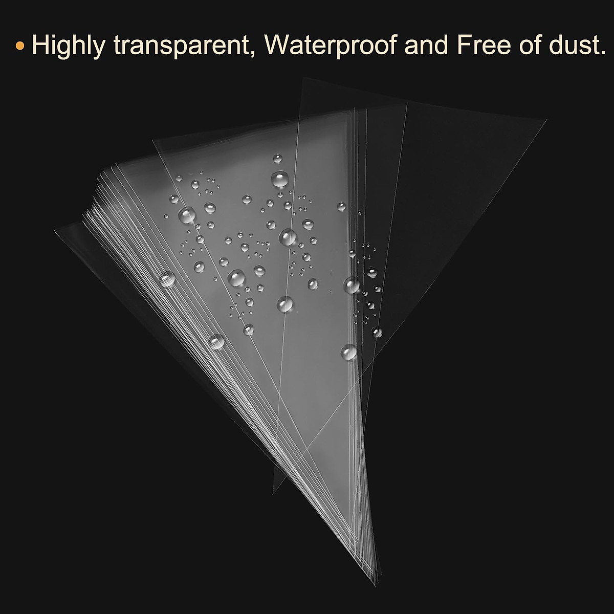 uxcell 100Pcs Clear Cello Bags, 7.1" x 14.6" Plastic Flat Cone Open-End OPP Cello Treat Bags Cello Poly Bags for Packing Cookies Candy Jewelry Gifts, Clear