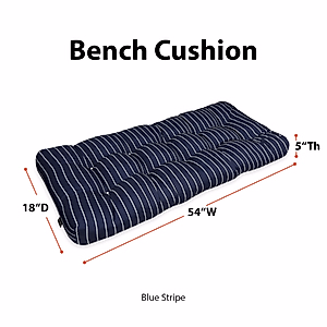 Classic Accessories Outdoor Bench Cushion, Classic Navy, Stripe, 54" W x 18" D x 5" Thick, Outdoor Bench, Bench Cushions, Outdoor Cushions