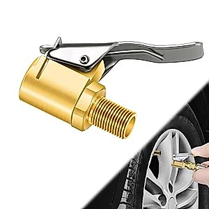 Brass Locking Tire Air Chuck, Tire Inflator Hose Adapter for Twist On Connection Convert to Lock On, No Air Leakage Air Compressor Pump Clip On Tire Chucks, Tire Nozzle with Tire Valve Thread