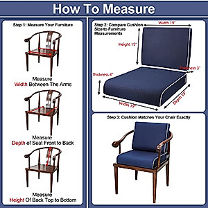 Justsafe Patio Chair Cushion Set, Thick Outdoor Seat Cushions for Patio Furniture, Waterproof Fadeshield Non-Slip Washable Covers, Durable Garden Sofa Couch Pads with Adjustable Strap (2PCS, Blue)