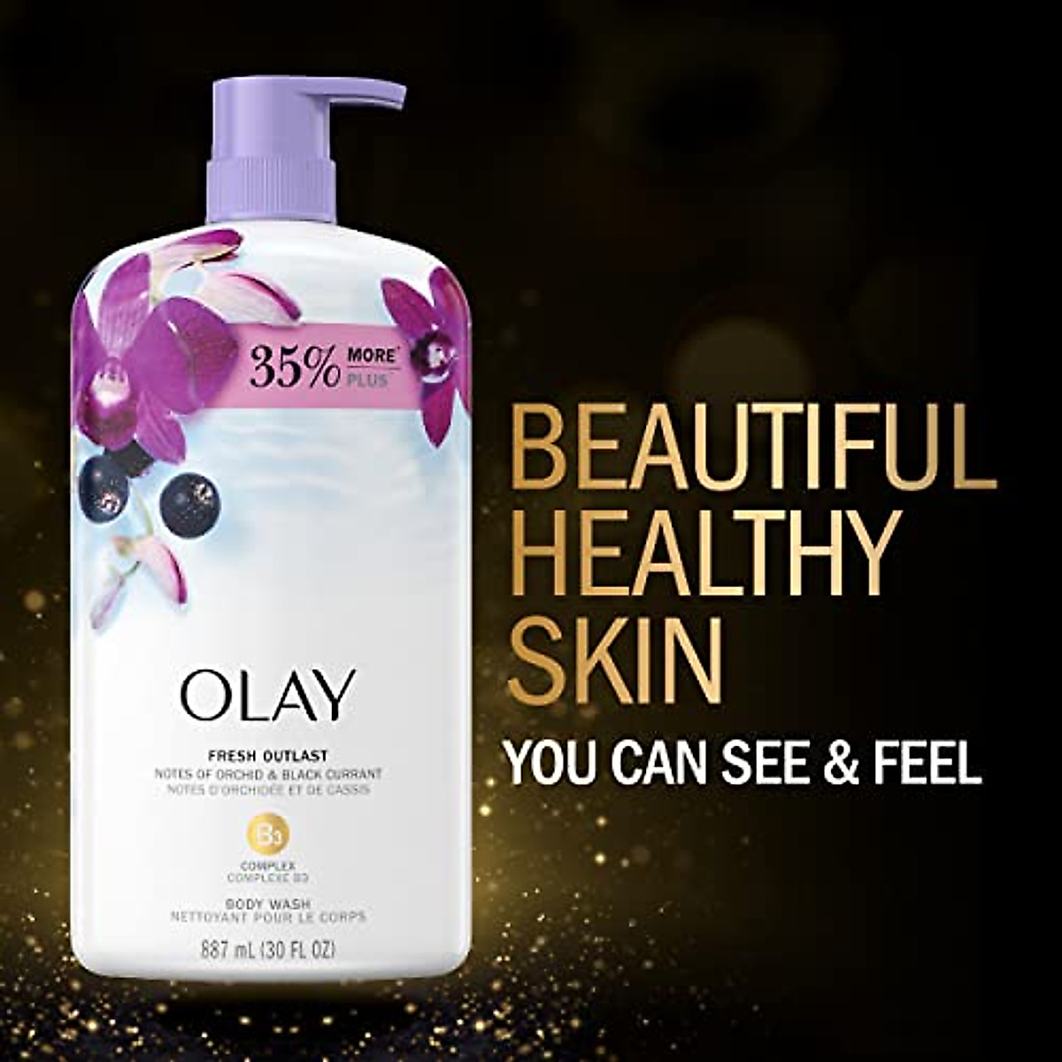 Olay Fresh Outlast Body Wash, Orchid & Black Currant, 30 fl oz (Pack of 4)