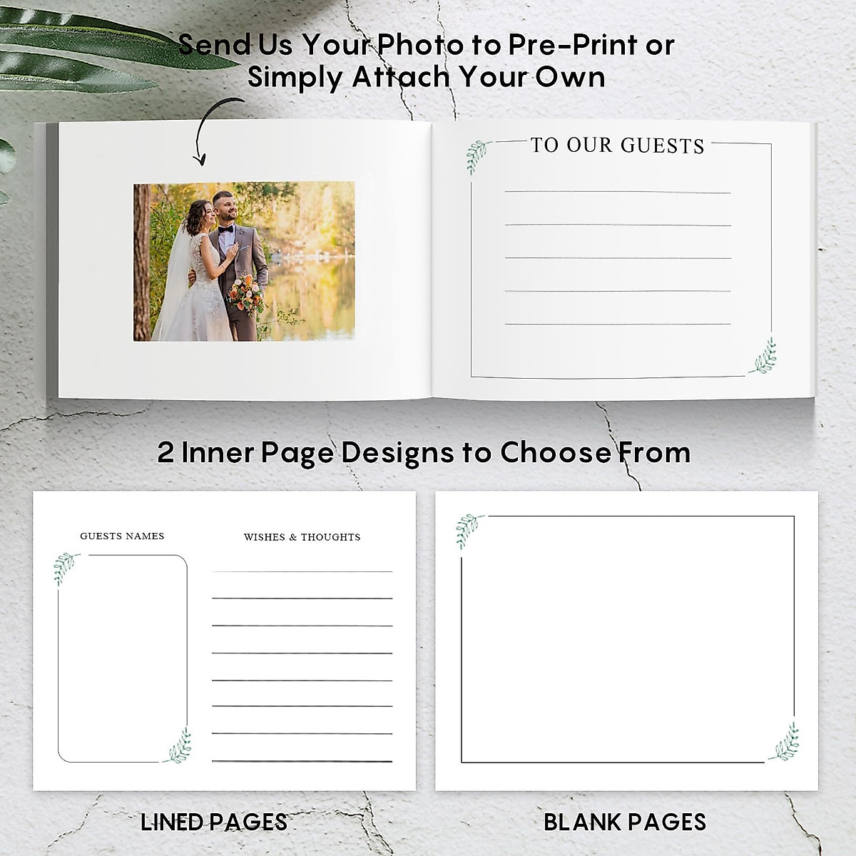 Hausdemo Personalized Wedding Guest Book - Elegant Guest Book Weddings Reception, Bridal, Baby Shower, Birthday and Special Events, Wedding Books Guests to Sign,Linen Book Cover Beige Color