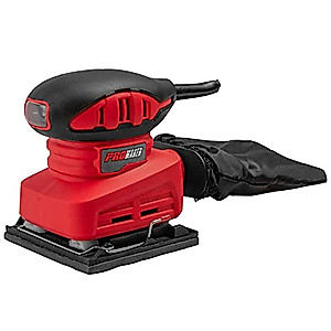 PROMAKER Palm Sander, 1/4 Sander with 1 pcs Sandpaper, 1.5 AMP, Hand sander with Dust Bag, 3000 OPM, Electric Sander for Woodworking. 180W, PRO-LO180