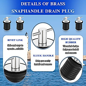 4 Pcs Boat Plug T Handle Boat Drain Plug for 1 Inch Diameter Drains Stainless Steel Handle Boat Drain Twist Plug Marine Boat Rubber Plug Accessories