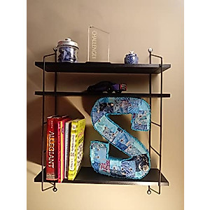 Industrial Wall Mounted 3-Tier Floating Shelf, Adjustable Wall Storage Rack, Decorative Hanging Display Shelf for Bedroom, Living Room, Bathroom, Kitchen, Office