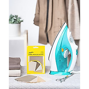 ZEFFFKA Premium Quality Fabric Iron-on Patches Inside & Outside Strongest Glue 100% Cotton Shades of Brown Beige Khaki Repair Decorating Kit 12 Pieces Size 3" by 4-1/4" (7.5 cm x 10.5 cm)