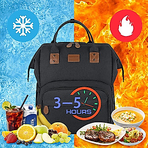 Gifts for Him Her, Extra Large Lunch Backpack, 17 Inch Travel Laptop Backpack for Women Men, USB Port College School Student Bookbag, Insulated Cooler Backpack Lunch Box Nurse Work Backpacks, Black