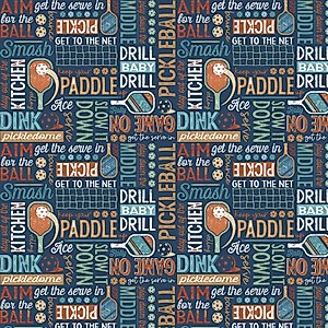 Generic P&B Textiles Pickleball Champ PNBPCHA 5266-DB Dark Blue 4-Way Text Fabric
