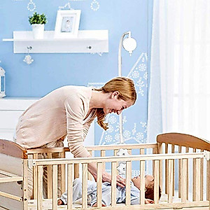 AFUNTA 37 Inch Double Screw Crib Mobile Bed Bell Holder with Music Box, DIY Toy Decoration Hanging Arm Adjustable Holder Bracket Baby Bed Stent Set Nut Screw