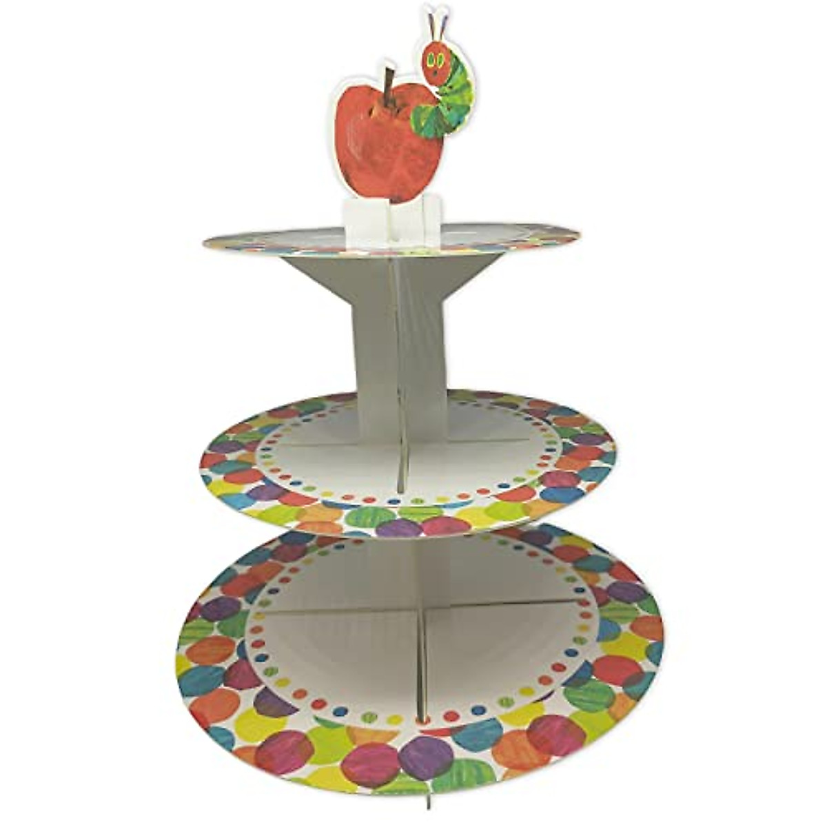 Cartoon Very Hungry Little Green Caterpillar Cupcake Holder Dessert Cupcake Tower Display Insects Pastry Serving Platter Decor for Boy Girl 1st Party Baby Shower Party Decorations Photo Booth Props